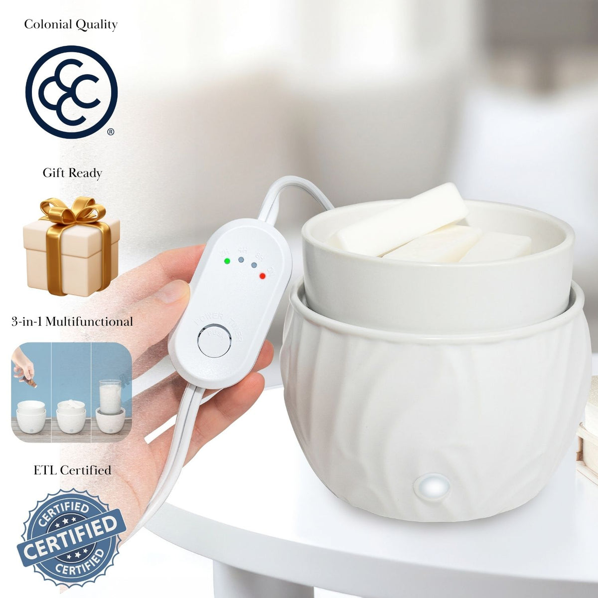 Colonial Classic 3-in-1 Electric Warmer for Scented Wax Melts ...
