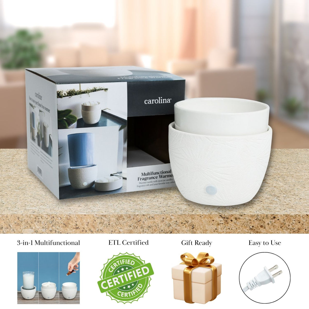 Wellness 3-in-1 Electric Warmer for Scented Wax Melts, Essential Oils ...