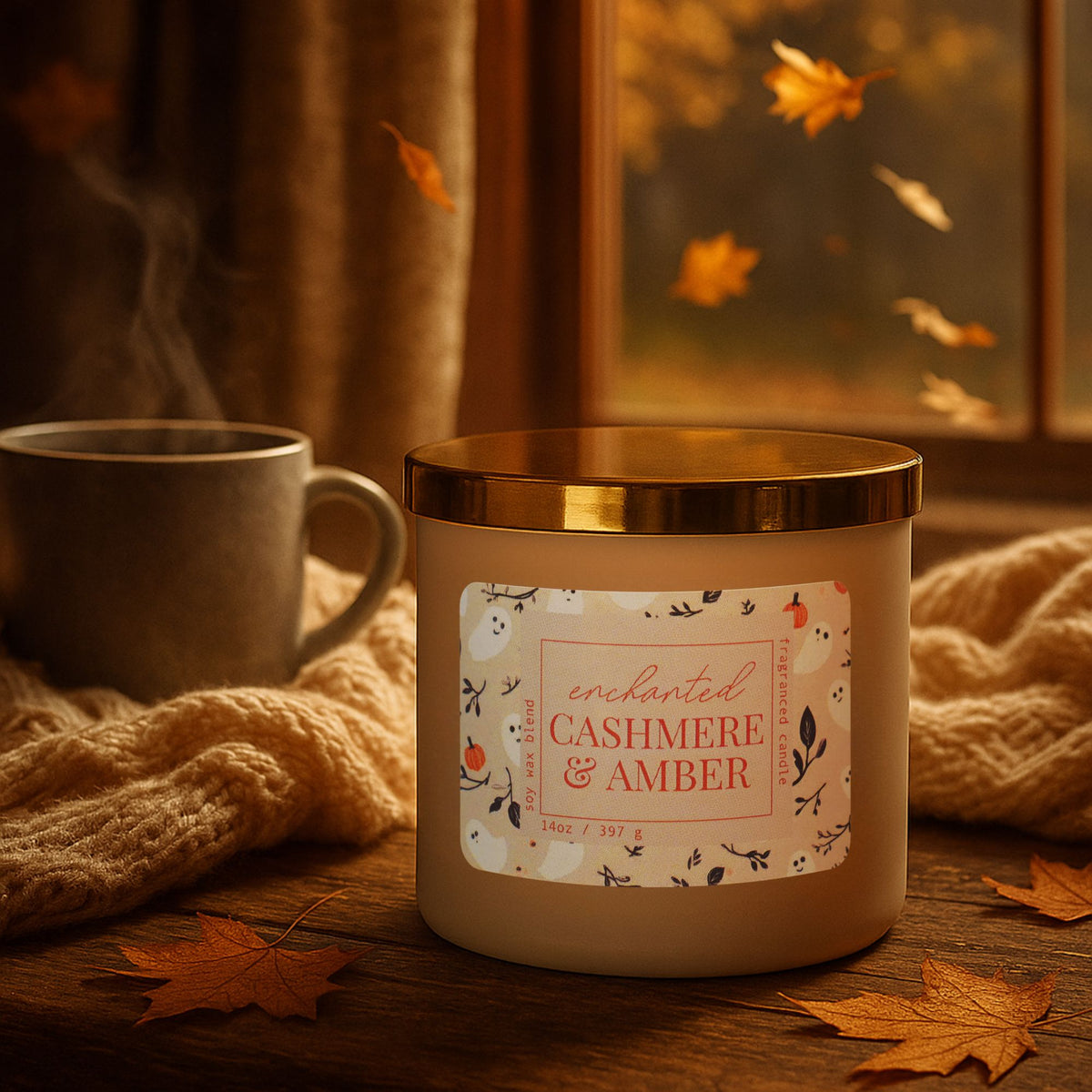 Enchanted CASHMERE & AMBER, Fall Scented Jar Candle, 14 oz, on SALE ...